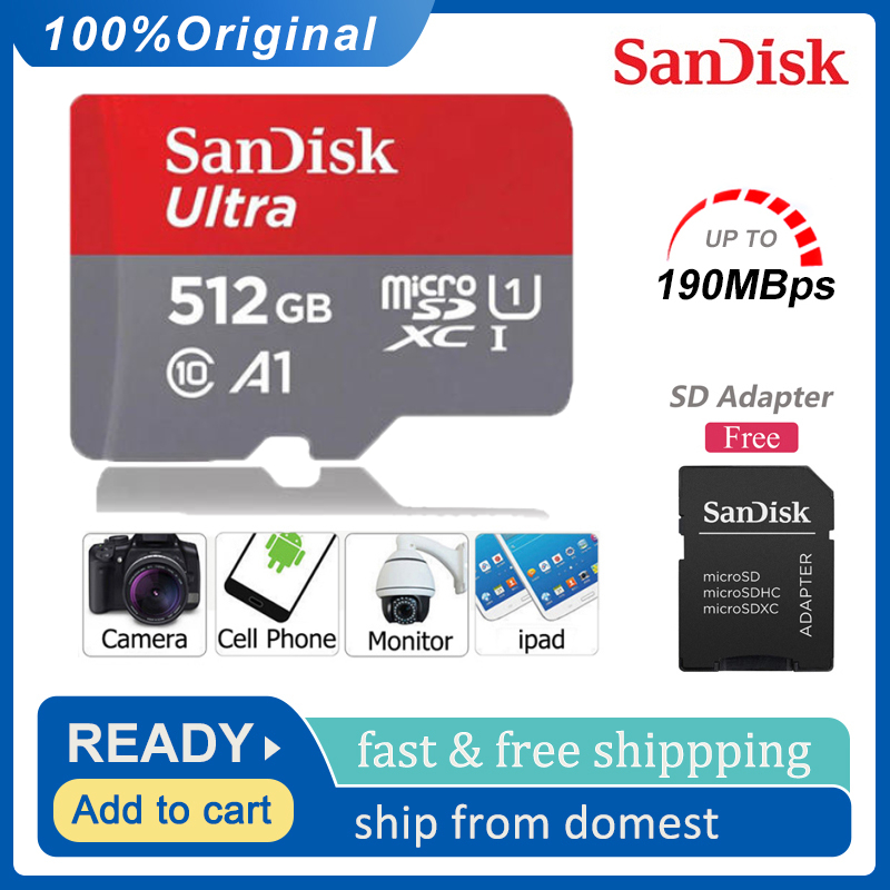 Memory card original SanDisk 512GB 256GB 128GB class 10 A1 UHS-1 Micro ...