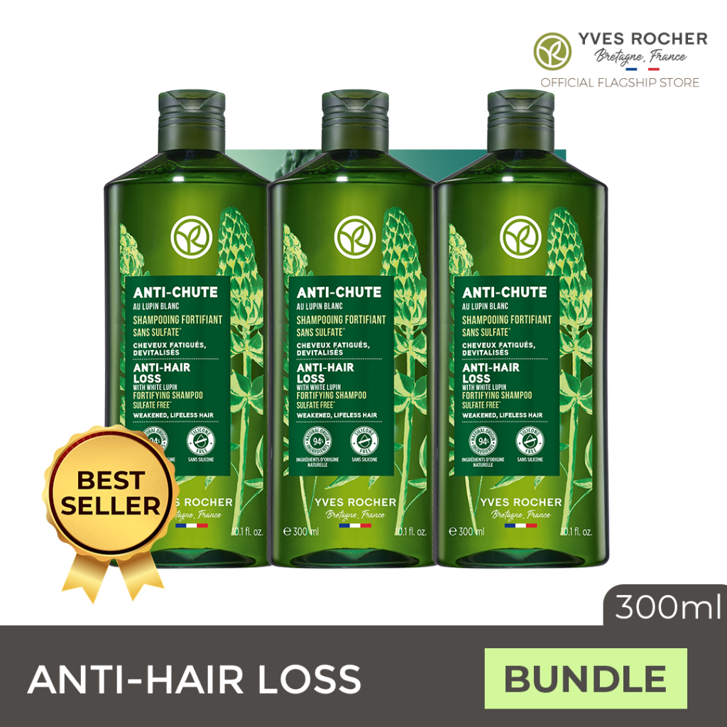 YVES ROCHER Anti Hair Loss Grower Shampoo 300ml Bundle of 3 Hair Care ...