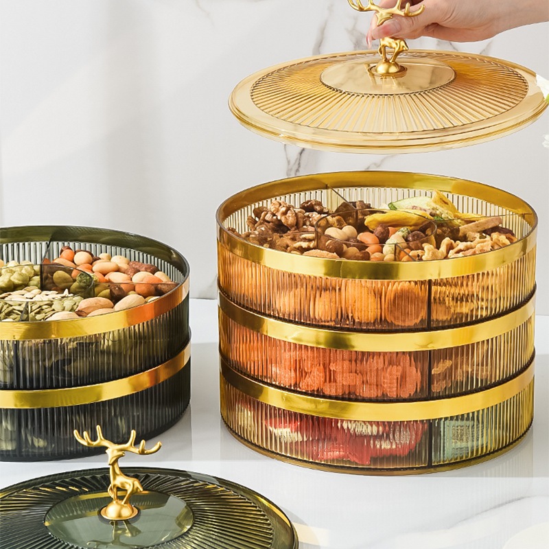 Elegant Gold Double Tier Layer Fruit Dessert Tray Dessert Organizer ...