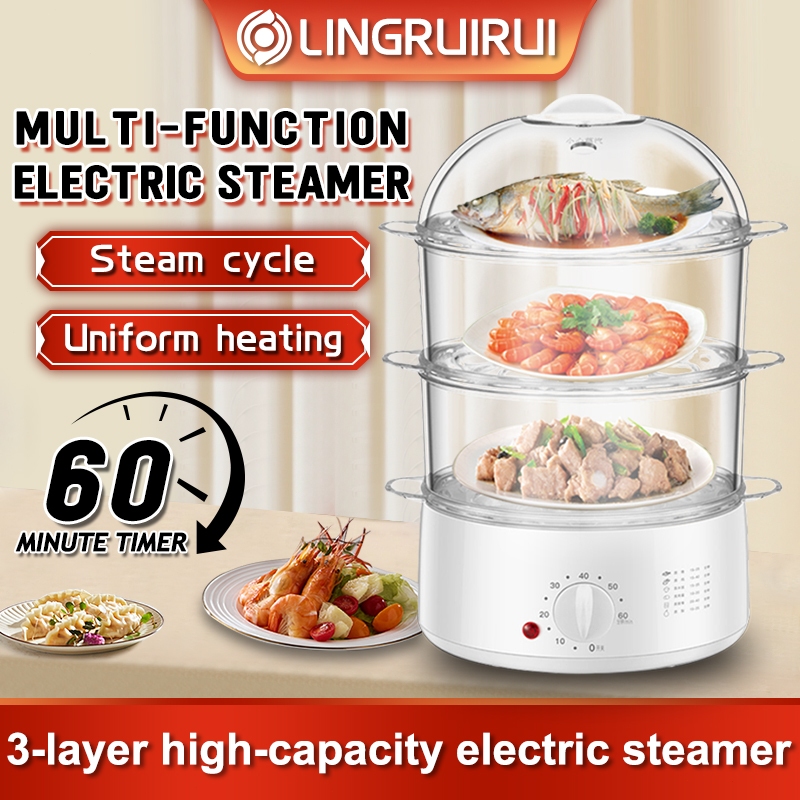 Electric Steamer Three-layer Household Shaomai Steamer Multi-function ...