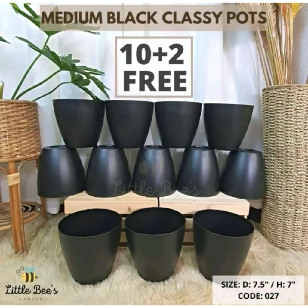 Medium BLACK Classy Pots 10+2 FREE | | Minimalist Yayamanin Pots with ...