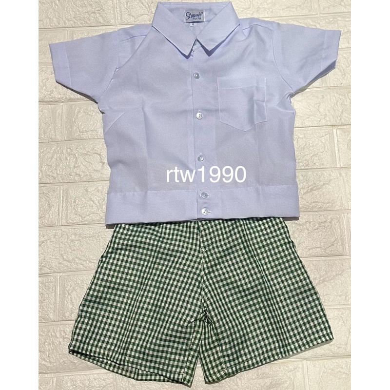 school uniform terno checkered green-red navyblue short &tshirt and ...
