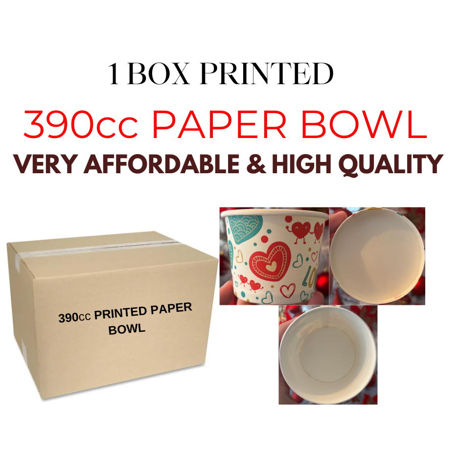 [1,000pcs] Wholesale 390cc Printed Paper Bowl (for silog meals, rice ...