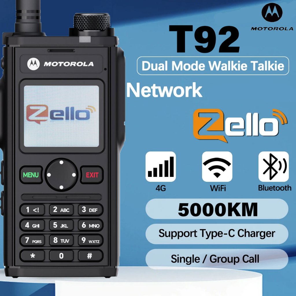 MOTOROLA T92 zello radio 4G GPS POC walkie talkie 5000KM long range tpye-c charge Battery ...