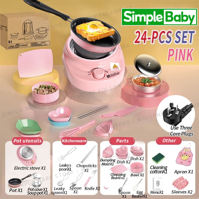 22Pcs Real Mini Cookware Toys Kids Kitchen Toy Set with Cooktop Toddler ...