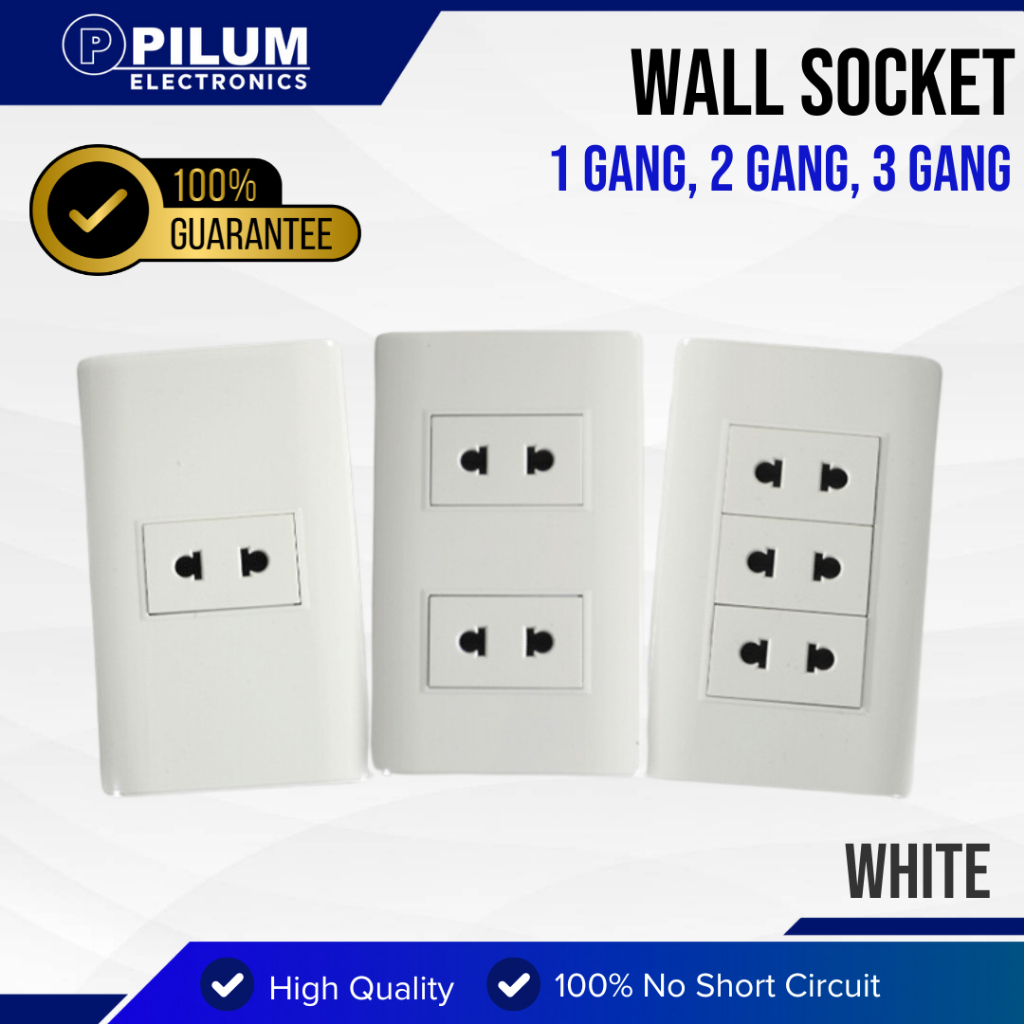 PILUM Universal Wall Socket Wide Series 1, 2, 3 Gang Wall Outlet ...