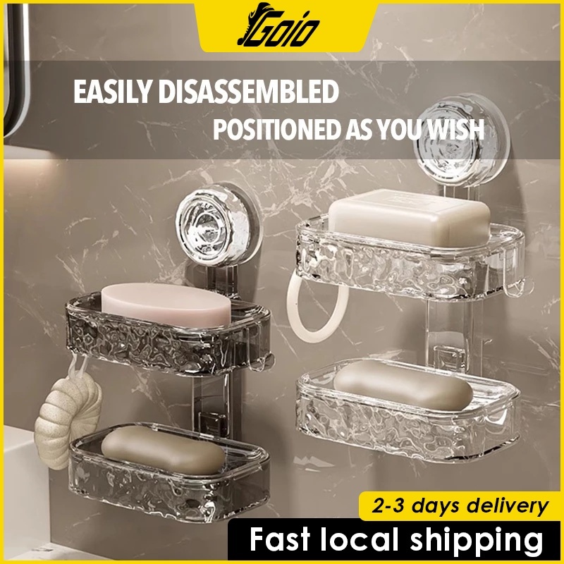 Bathroom Soap Rack Suction Cup Soap Storage Rack Wall Mounted Soap Rack ...