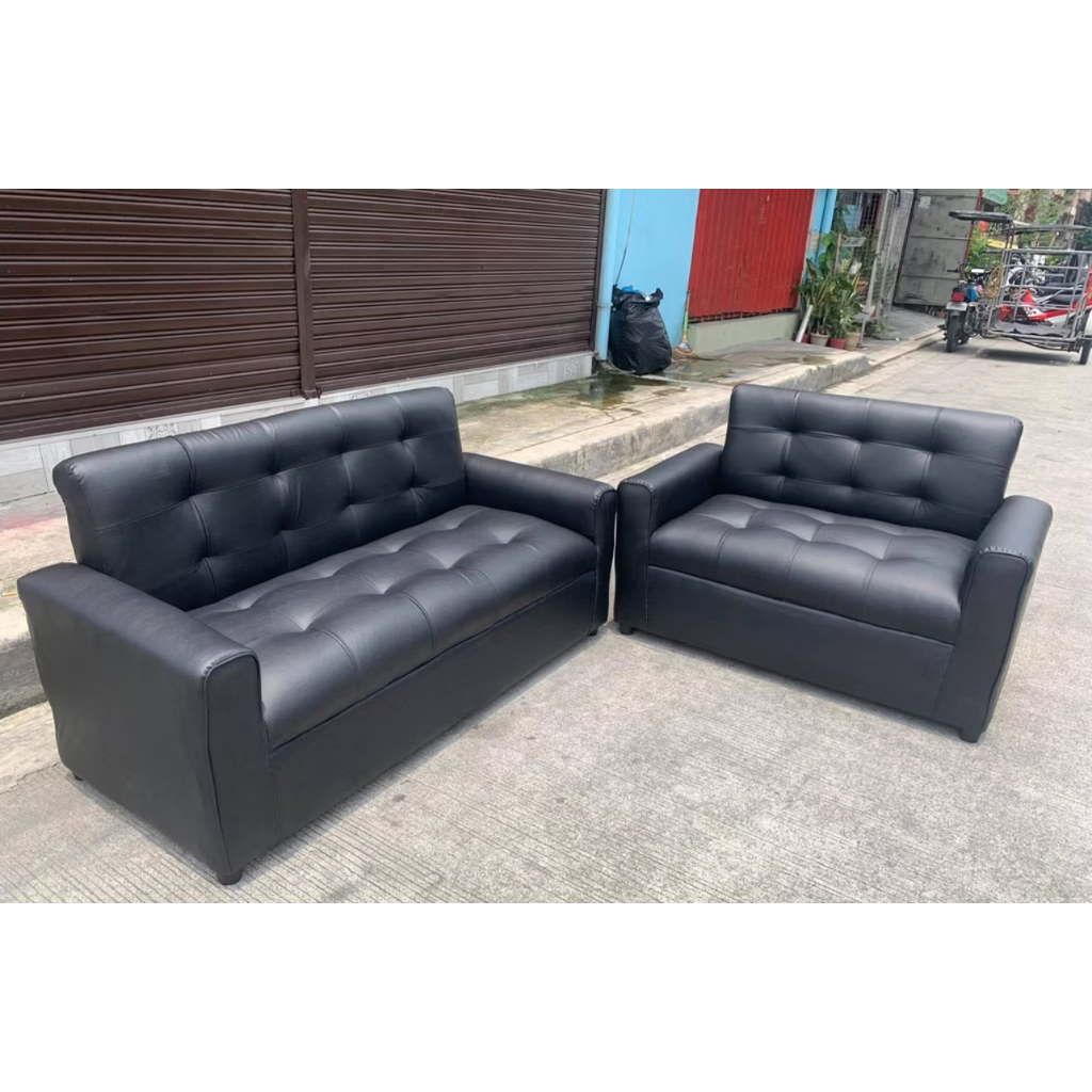 ERIKA SOFA SET 2 SEATERS AND 3 SEATERS BLACK LEATHER FREE DELIVERY NCR ...