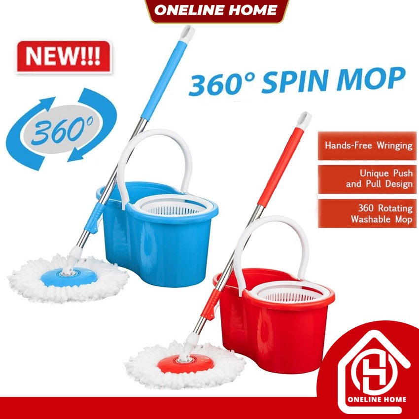 Oneline 360° Rotatable Spin Floor Mop with Bucket Stainless Steel Mop ...