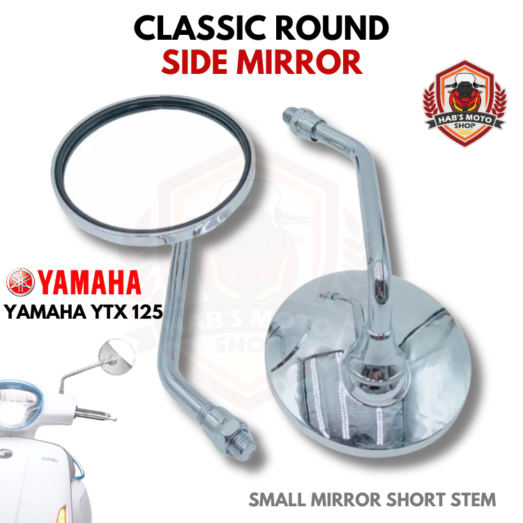 YAMAHA YTX 125 Classic Small Round Short Stem Side Mirror Stainless ...