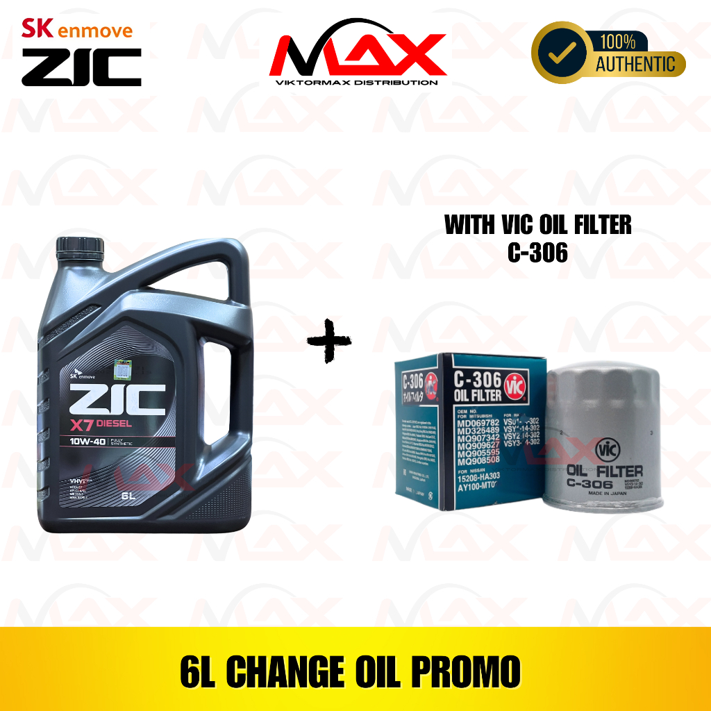 SK-ZIC 6 Liters X7 10W-40 DSL with C-306 Vic Oil Filter Fully Synthetic ...