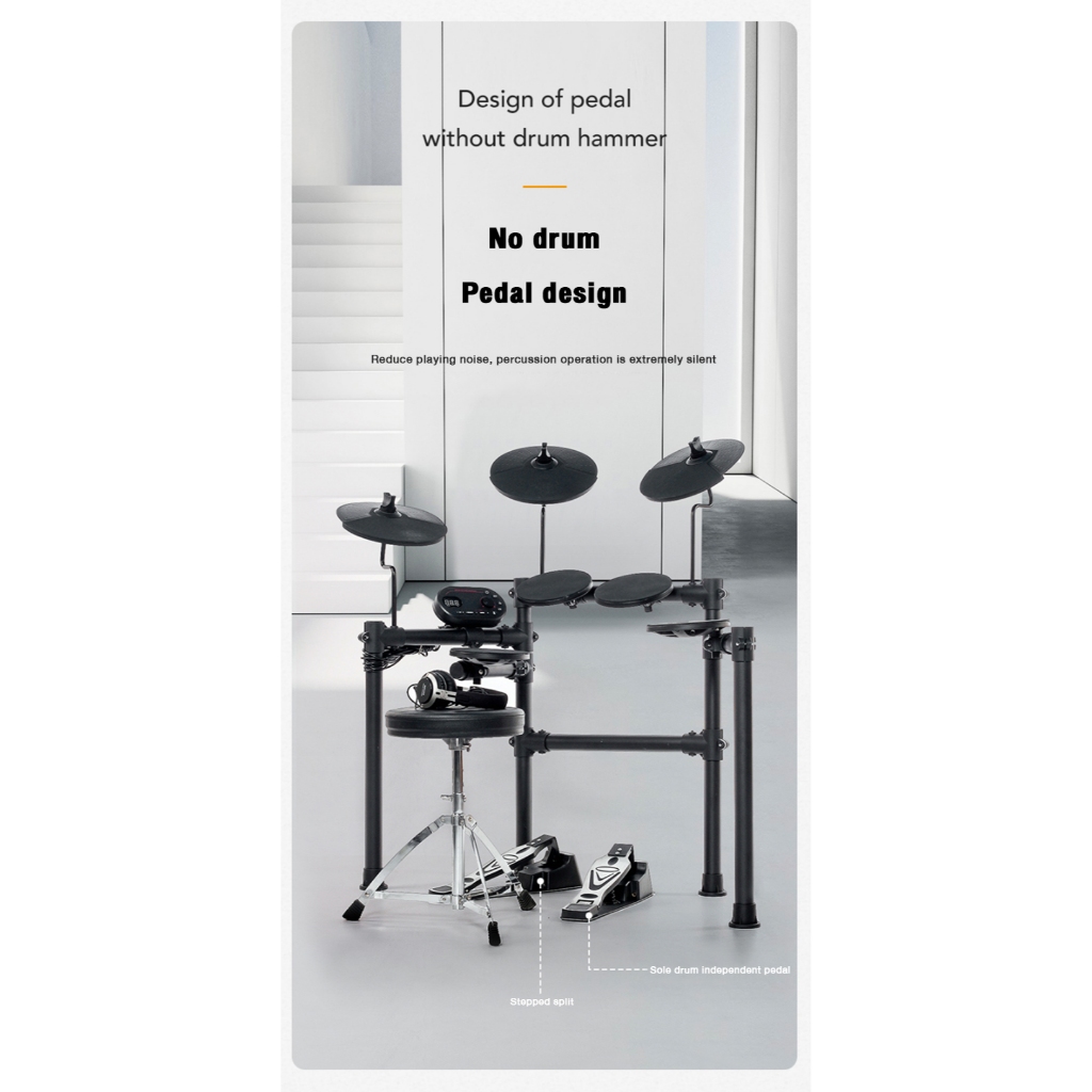 Foldable Electric Drum Set for Home,Real Drum Feel,Shocking Sound ...