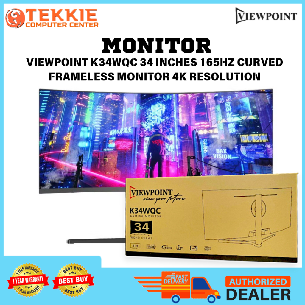 BRANDNEW VIEWPOINT K34WQC 34 INCHES 180HZ CURVED FRAMELESS MONITOR 4K ...