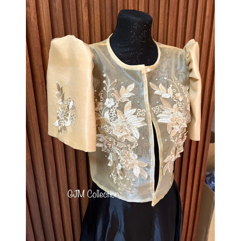 Bolero Filipiniana Cream with Beige Flower Lace | Shopee Philippines