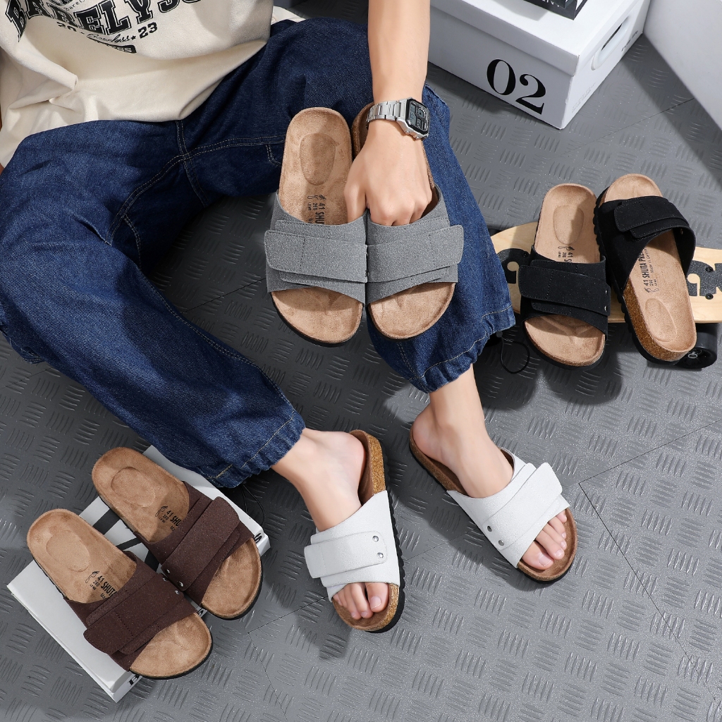 BS919 Korean Fashion Men's Detachable Adhesive Sandals SHUTA Velcro ...