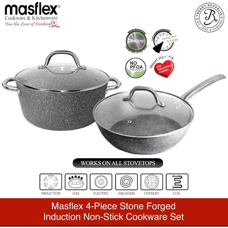 Masflex Original Stone Forged Induction Nonstick Cookware Set | Shopee ...
