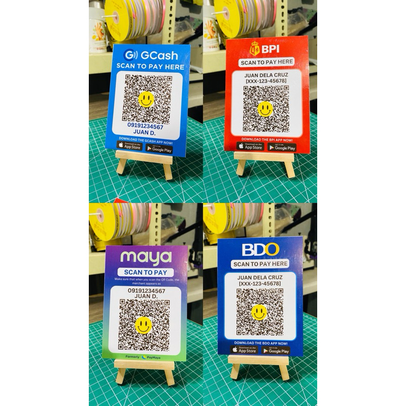 GCASH & Bank QR code Sintra board with FREE Stand-Customized | Shopee ...