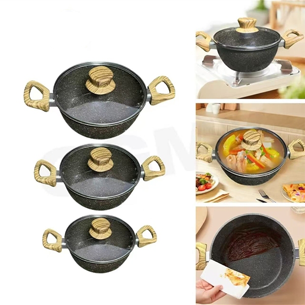 U-GOODS Premium 6PCS Casserole Set Non-stick Coating Marble Stone ...