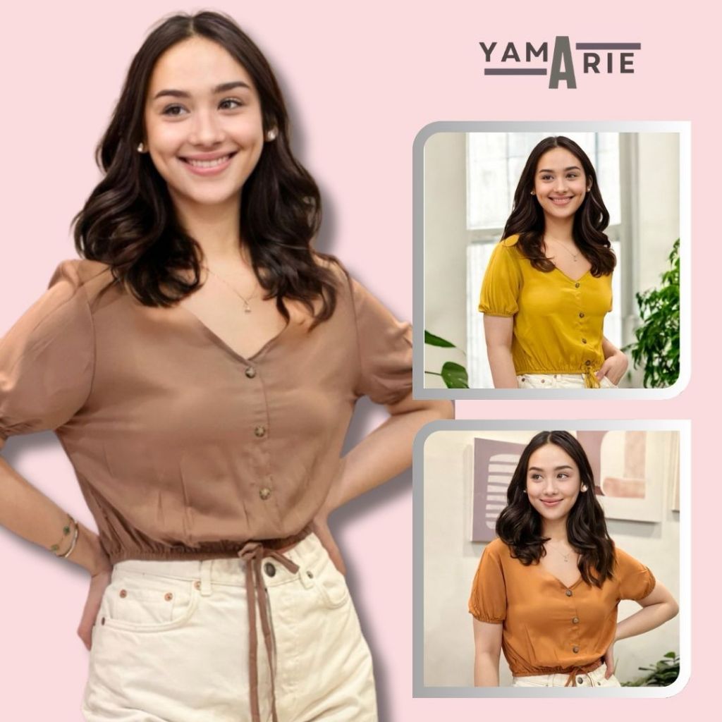 Yamari.PH Casual buttondown trendy top for women | HONEY | Shopee Philippines