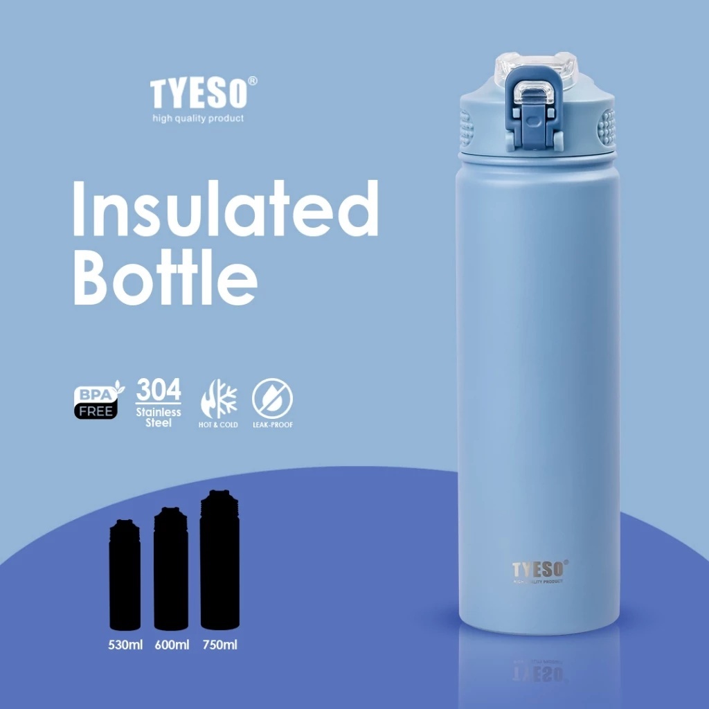 TYESO (20oz/25oz) Sip Bottle Vacuum Insulated Tumbler with Straw in SKY BLUE | Shopee Philippines