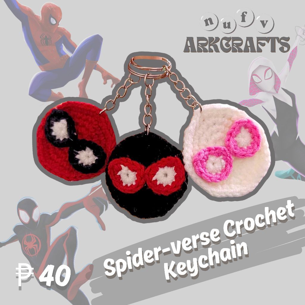 Spider-verse Crochet Keychain (Peter Parker, Miles Morales, Gwen Stacy ...