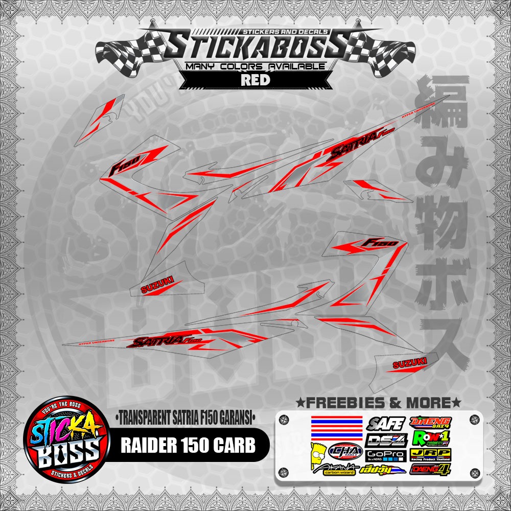 【PREMIUM UV PRINT】TRANSPARENT RAIDER 150 CARB DECALS ( SATRIA F150 ...