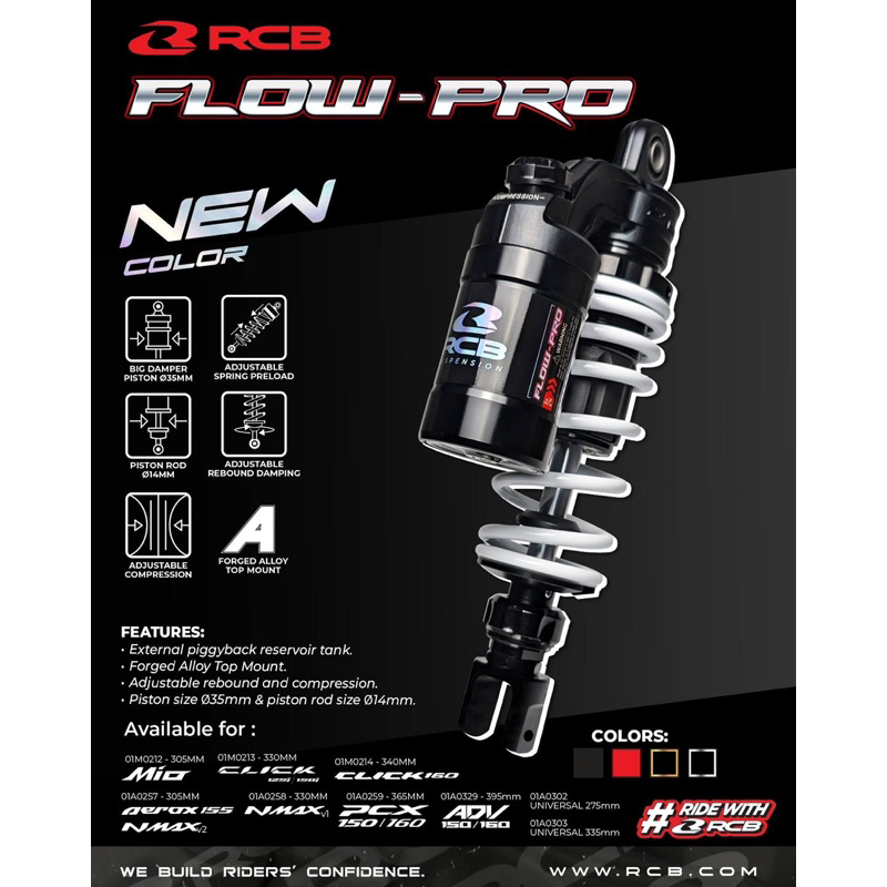 RCB FLOW PRO 275mm (LOAD 30mm) AEROX V1/V2 NMAX V2 LOWERED | Shopee ...