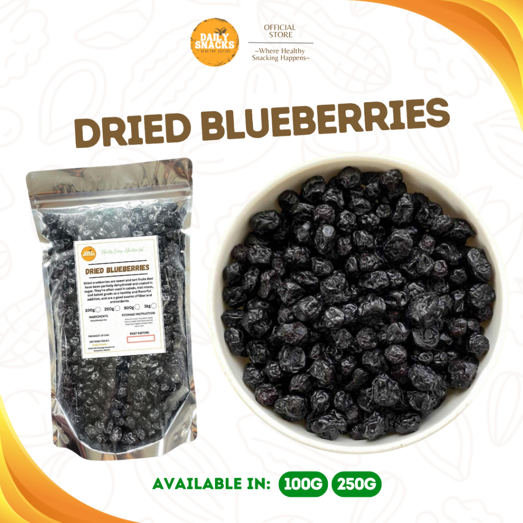 Daily Snacks Dried Blueberries (USA) - 100g & 250g in Ziplock Pouch ...