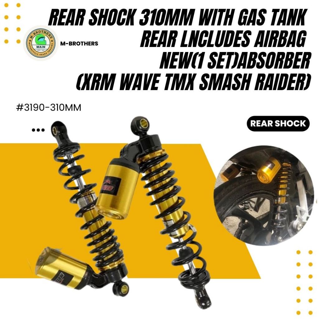 #3190 Rear Shock 310mm With Gas Tank Rear Airbag New Absorber(Xrm /Wave ...