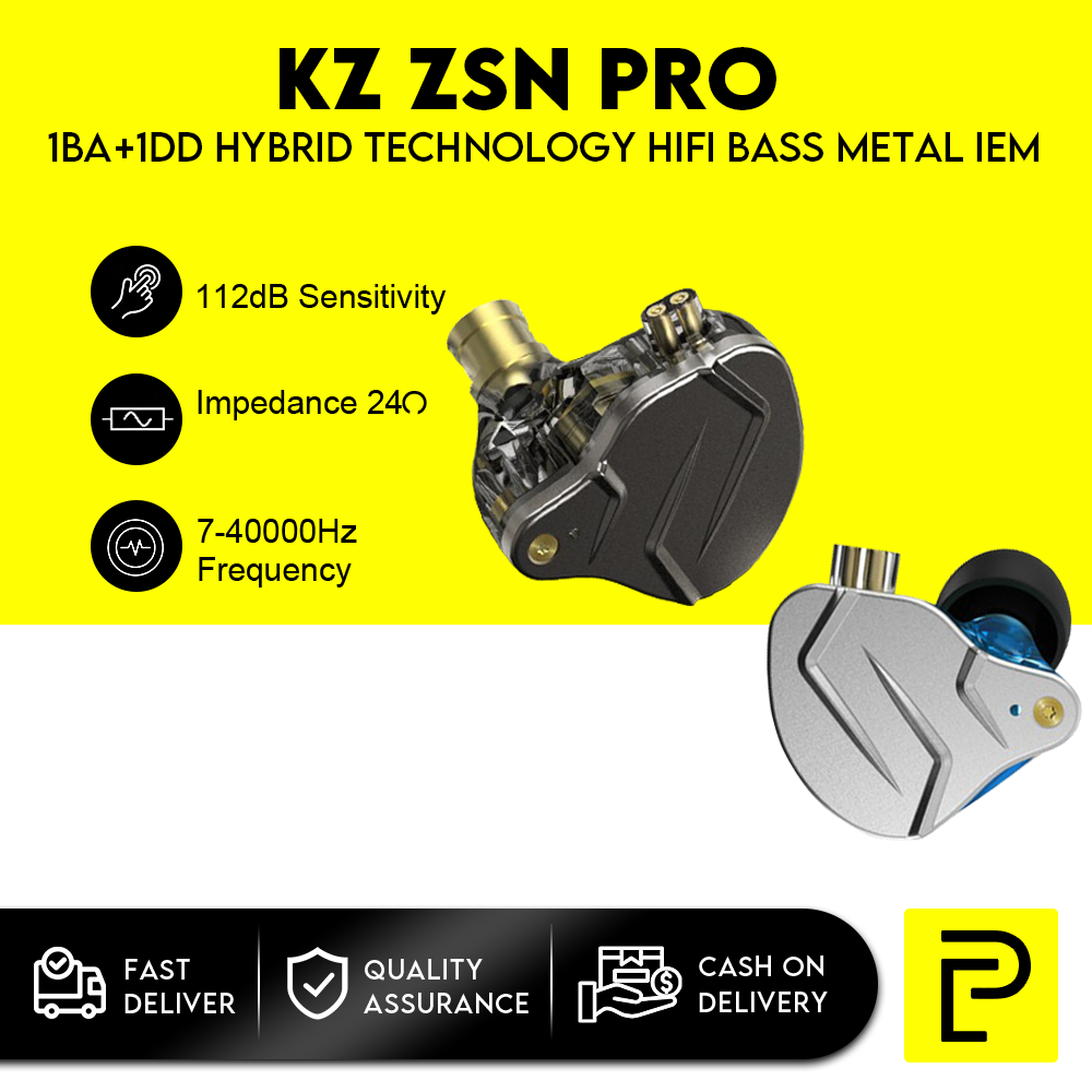KZ ZSN Pro Metal Earphones 1BA+1DD Hybrid Technology HIFI Bass Headset ...