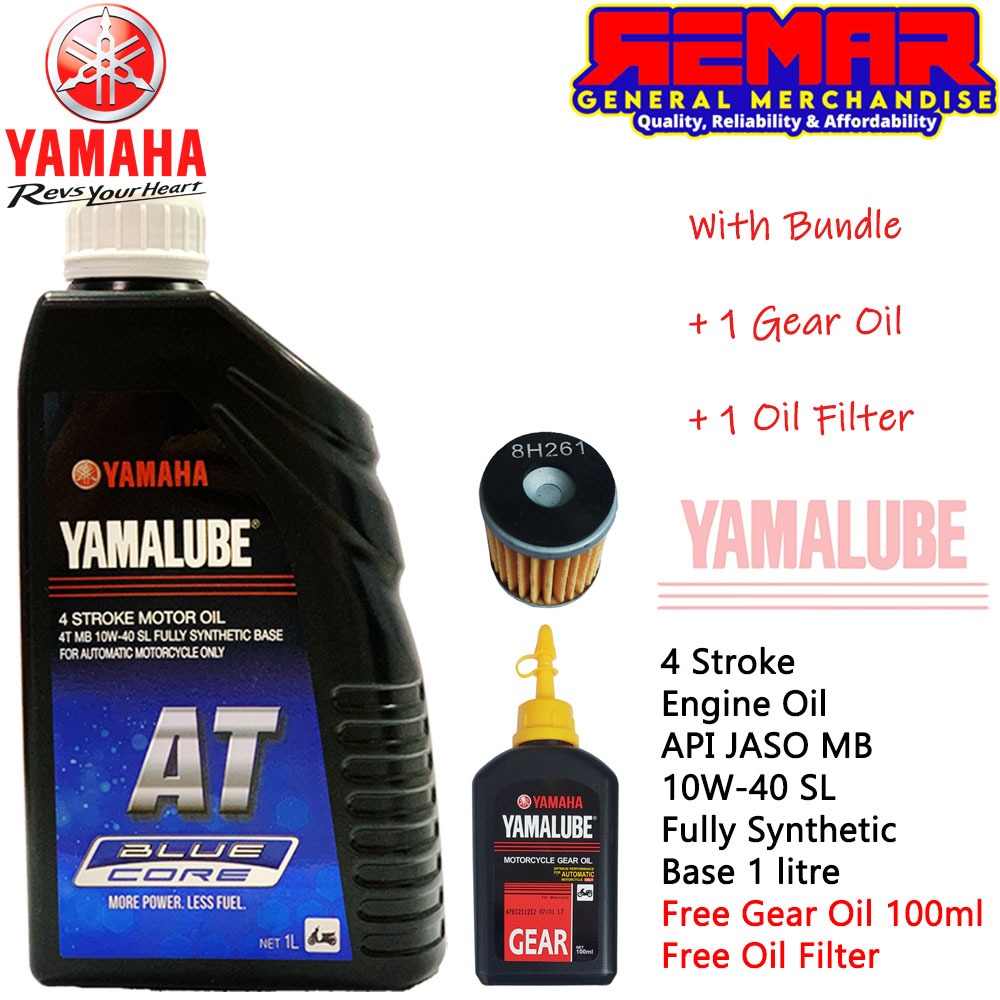 Yamalube Blue Core AT 1L Engine Oil 10W-40 (1 liter) With Free Gear Oil ...