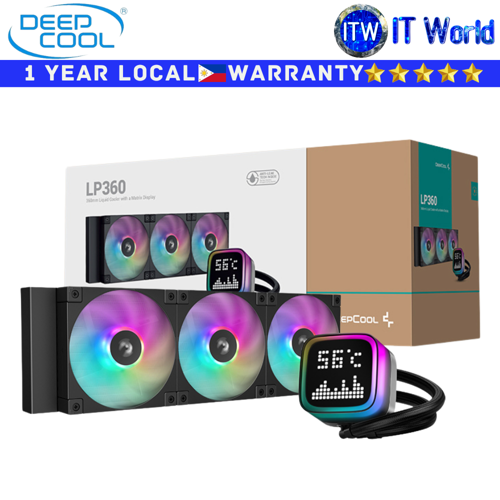 Deepcool CPU Cooler Fan LP360 Black Liquid Cooler with a Matrix Display (R-LP360-BKMSNC-G-1 ...