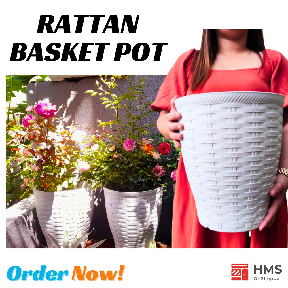 HMS WHITE ELEGANT Basket Pots for plants Big size White pots for plants ...