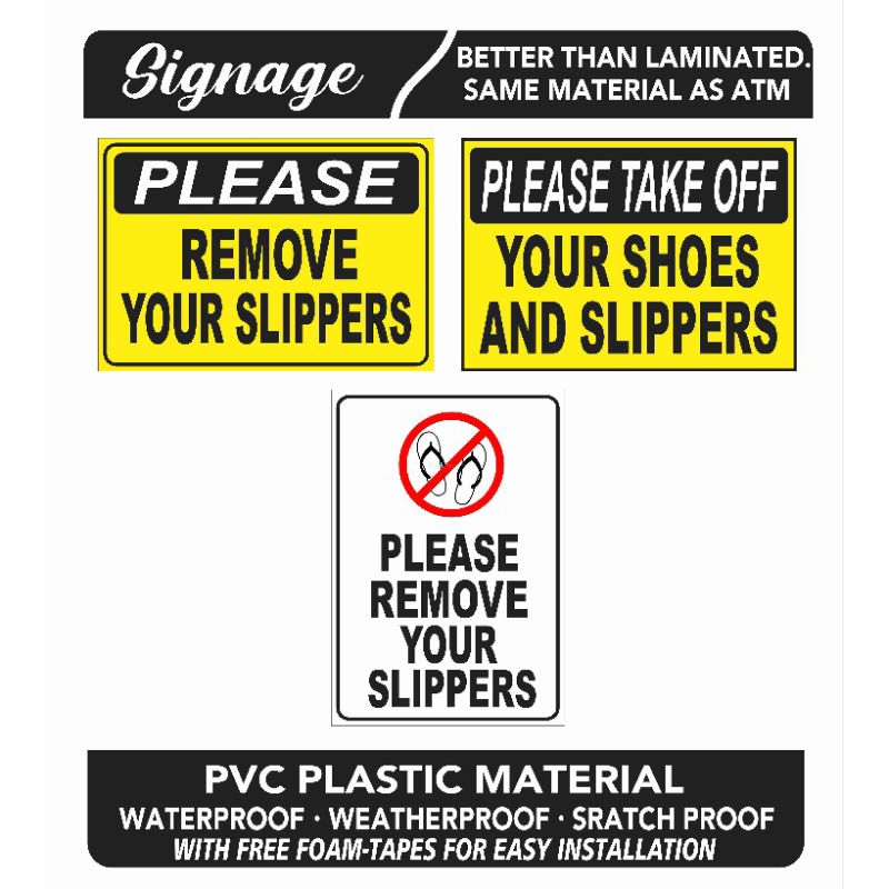 please remove your slippers signage | Shopee Philippines