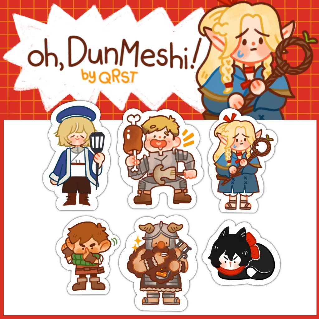 Delicious in Dungeon (Dungeon Meshi) Stickers • Anime Fan Art • QRST ...