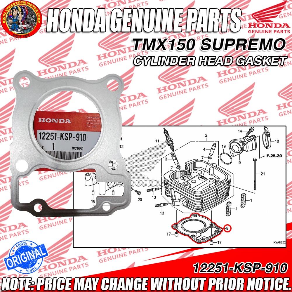 HONDA TMX 150 SUPREMO CYLINDER HEAD GASKET (HPI) (GENUINE: 12251-KSP ...