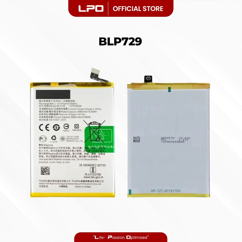 Battery for Realme C3 with Battery Model BLP-729 4.4V 19.35Whr 5000mAh ...