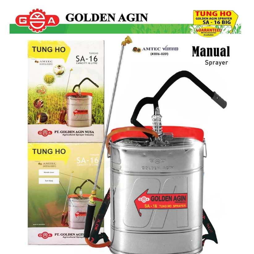 ORIGINAL Tung Ho SA-16 Stainless Knapsack Sprayer (Tungho) Golden Agin ...