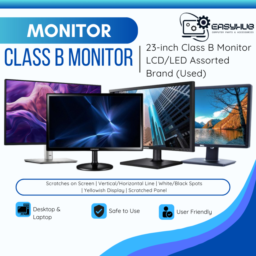 23-inch Class-B ASSORTED BRAND LCD/LED Monitor for Desktop PC Laptop ...