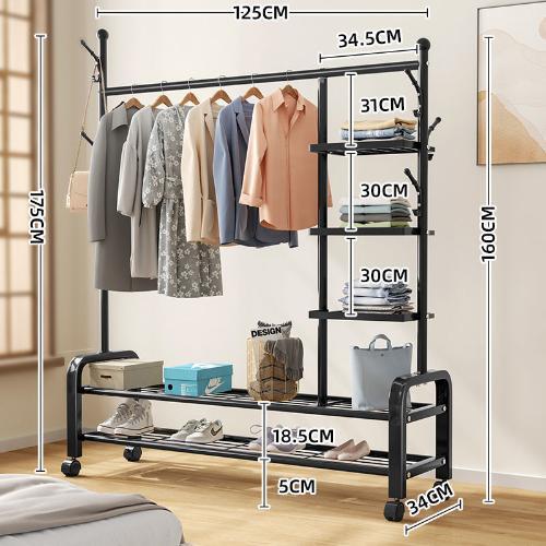 Floor-standing Bedroom Clothes Hanger Floor Drying Rack Storage Basket ...