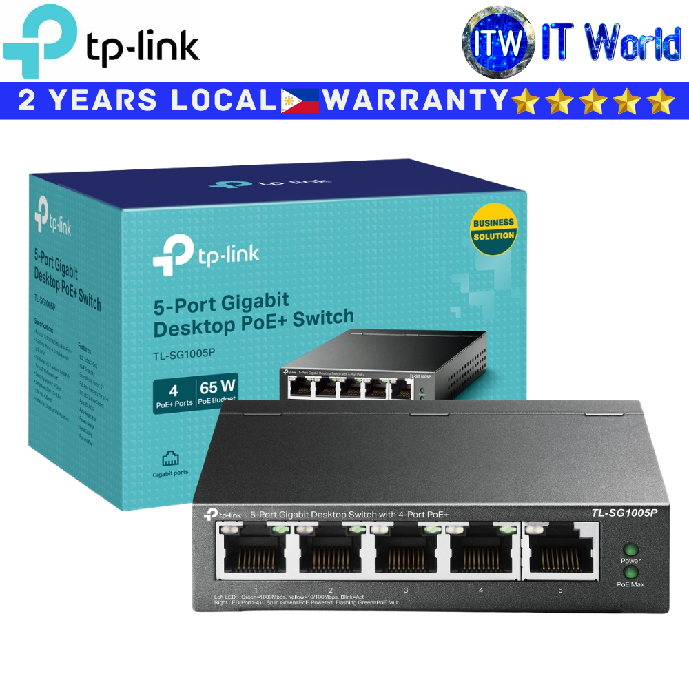 TP-Link Router Switch TL-SG1005P 5-Port Gigabit Desktop Switch 4-Port PoE+ Plug and Play | itw ...