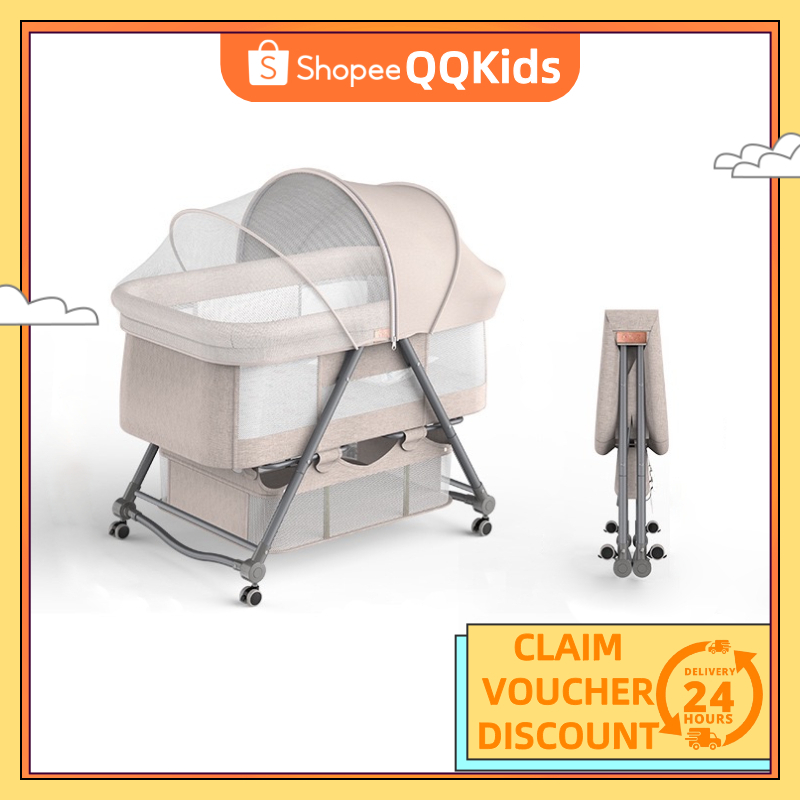 Baby Foldable Cradle Bed Portable Rocking Bed Swinging Cradle with Free ...