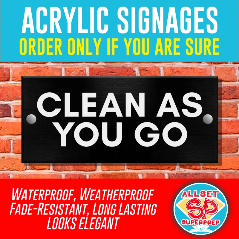 Clean as You Go CLAYGO Signage Acrylic Plate for Business Office School ...