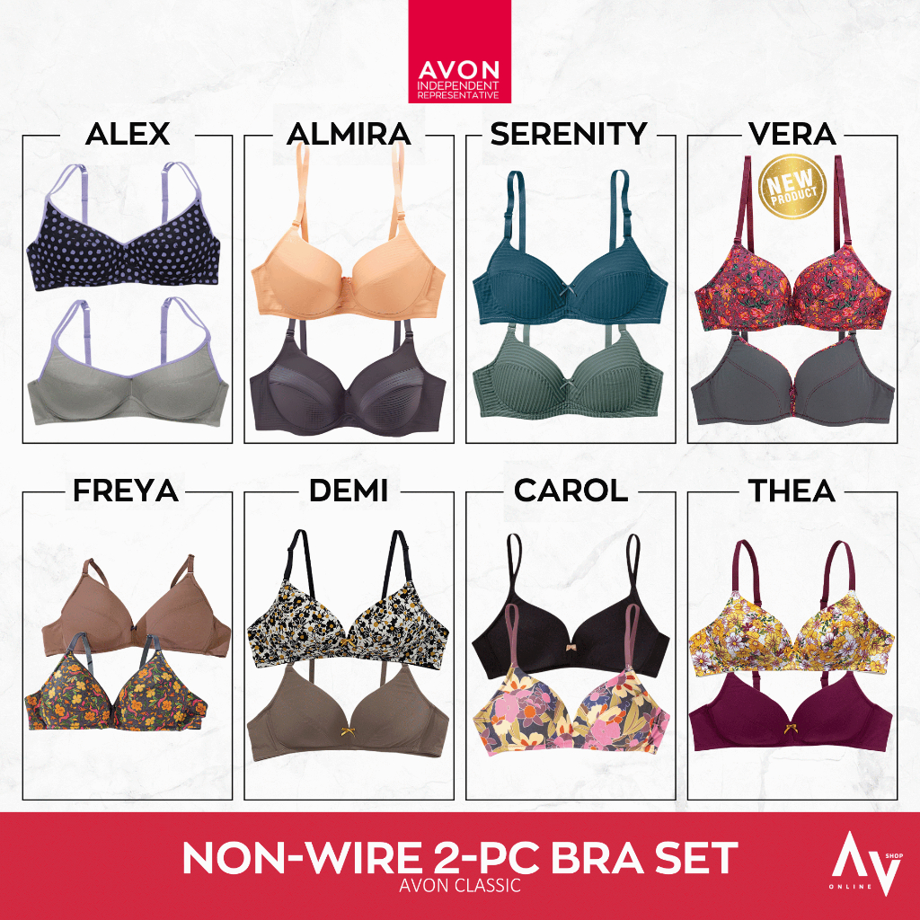 AVON Serenity Non-Wire Lightwear 2Pc Bra Set (Almira, Carol, Thea, Alora) | Shopee Philippines