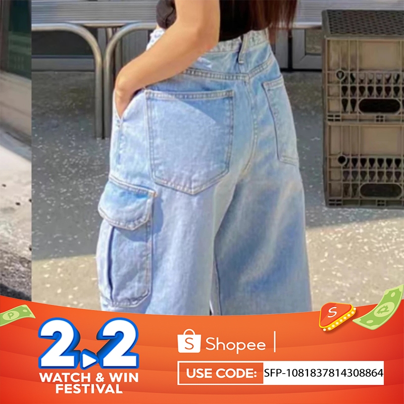 Multi-Pocket Five-Point Jorts for woman short jeans maong High-Waist ...