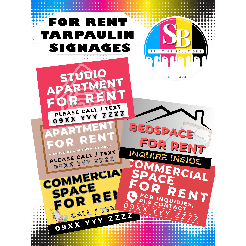 FOR RENT Tarpaulin Signage with FREE 4 corner Eyelets (House ...