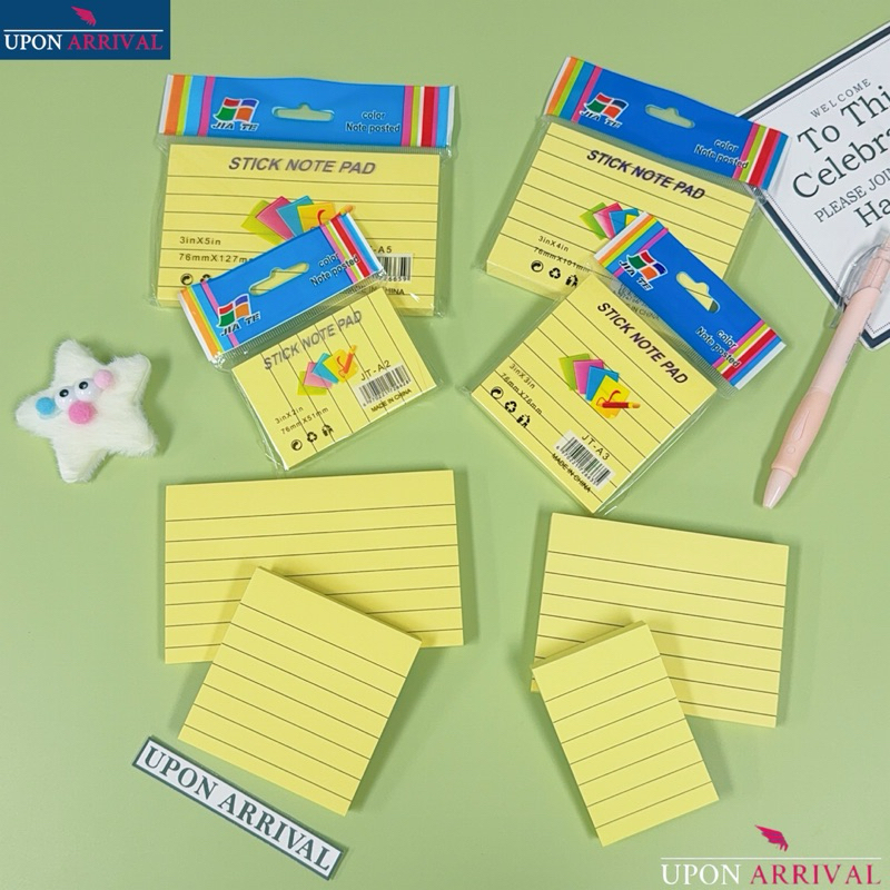 100 Sheets Sticky Note Pad JIA TE Yellow Lined Sticky Note Self ...