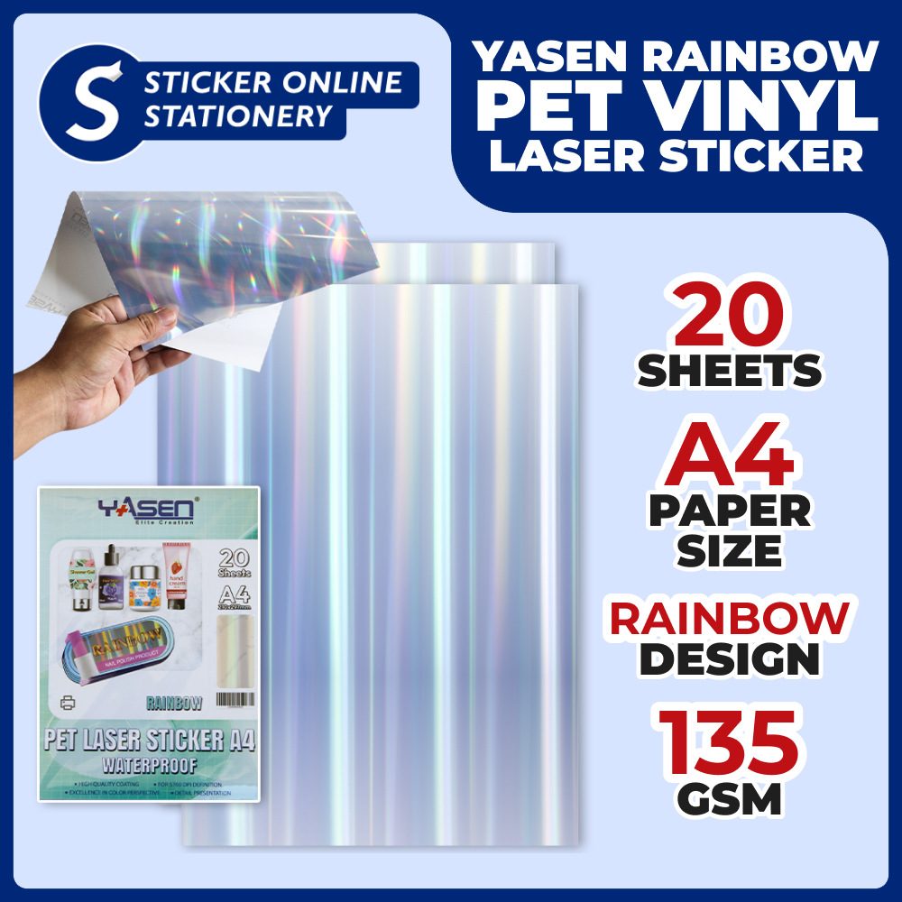 YASEN PET Vinyl Rainbow Sticker A4 Laser Holographic Waterproof for ...