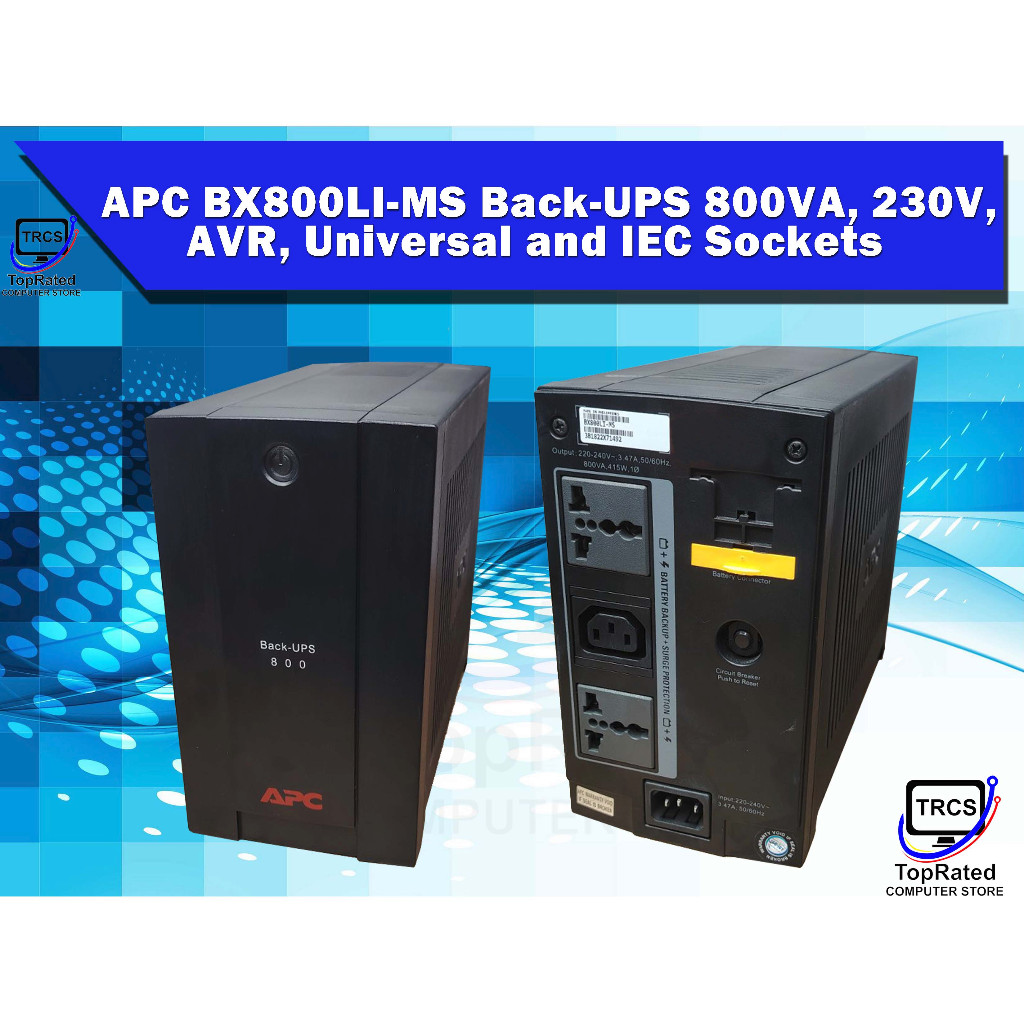 APC BX800LI-MS Back-UPS 800VA, 230V, AVR, Universal and IEC Sockets ...