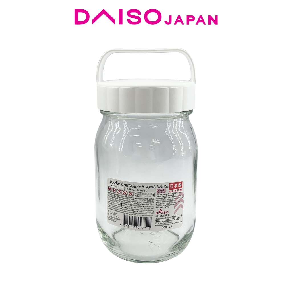 Daiso White Handle Glass Container (450ml) | Shopee Philippines